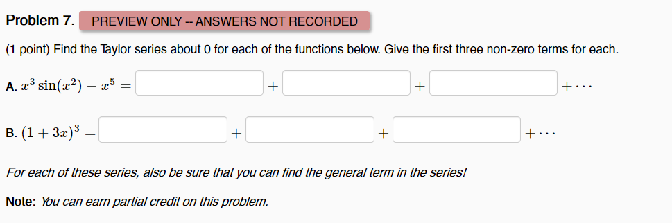 Solved Problem 7. PREVIEW ONLY -- ANSWERS NOT RECORDED (1 | Chegg.com