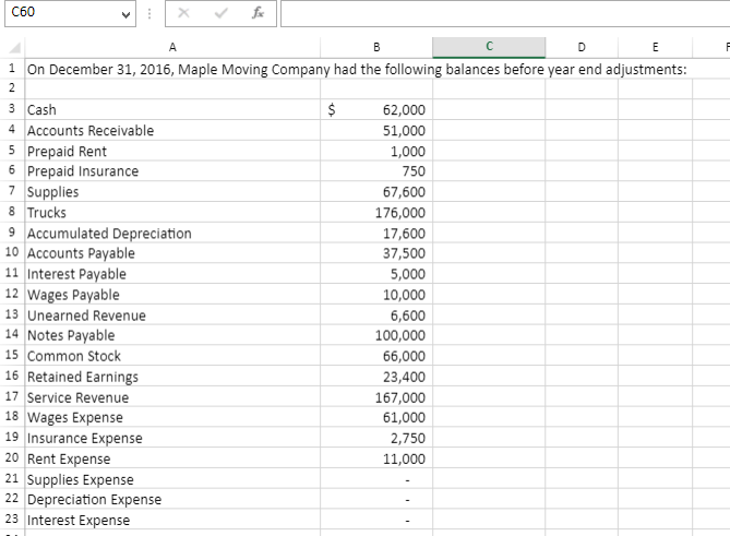 Solved Reporting Adjusted Account Balances using Excel's | Chegg.com