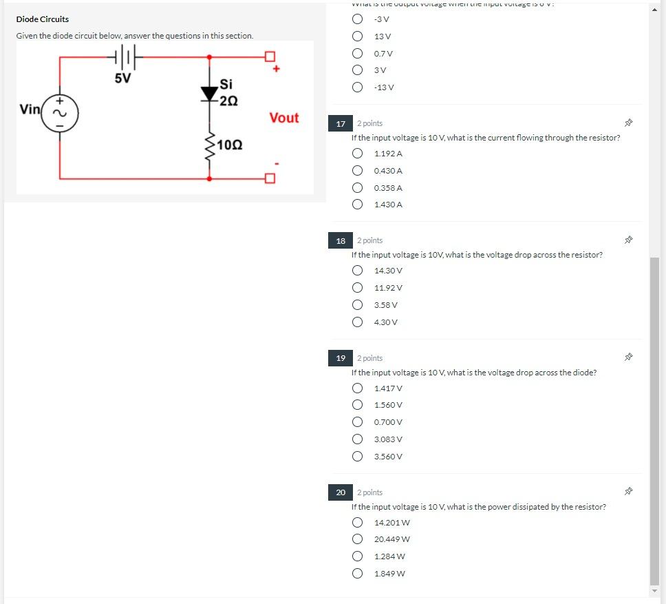 Solved Diode Circuits Given the diode circuit below, answer | Chegg.com