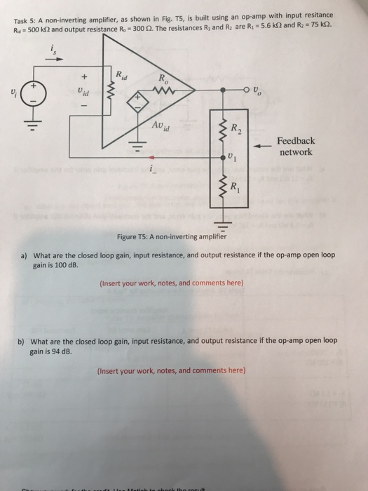Solved Task S: A non-inverting amplifier, as shown in Fig. | Chegg.com
