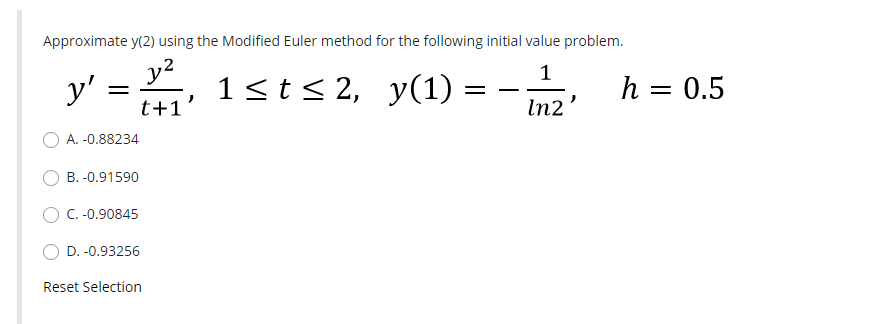 Solved Approximate y(2) using the Modified Euler method for | Chegg.com