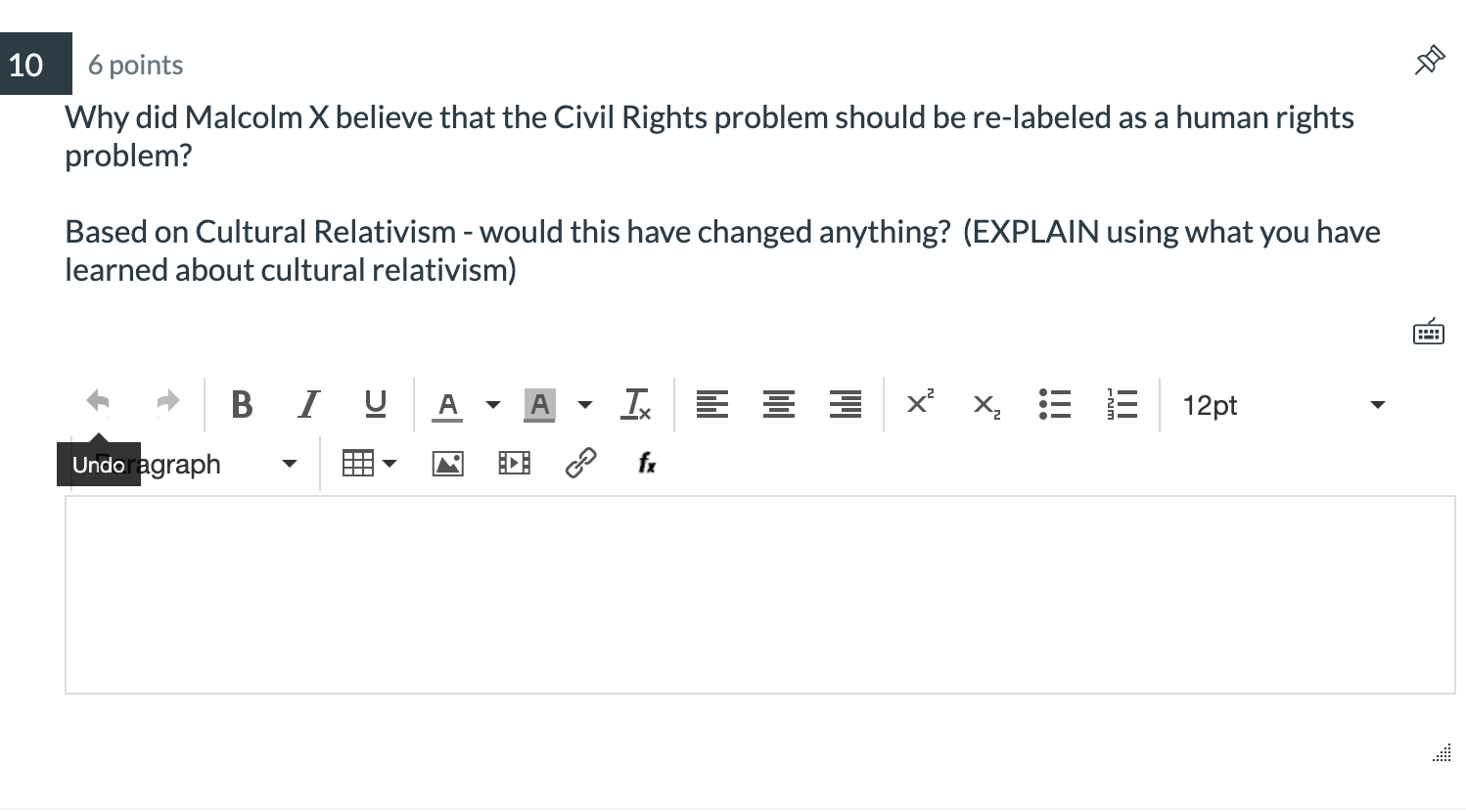 Solved 10 6 points Why did Malcolm X believe that the Civil | Chegg.com