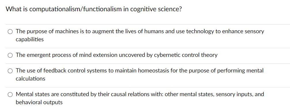 Solved What is computationalism/functionalism in cognitive | Chegg.com