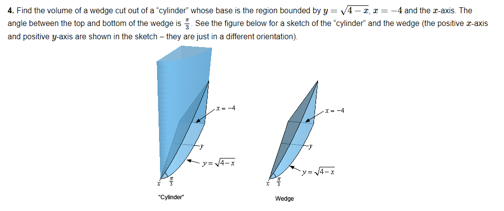 Solved 4. Find the volume of a wedge cut out of a "cylinder" | Chegg.com
