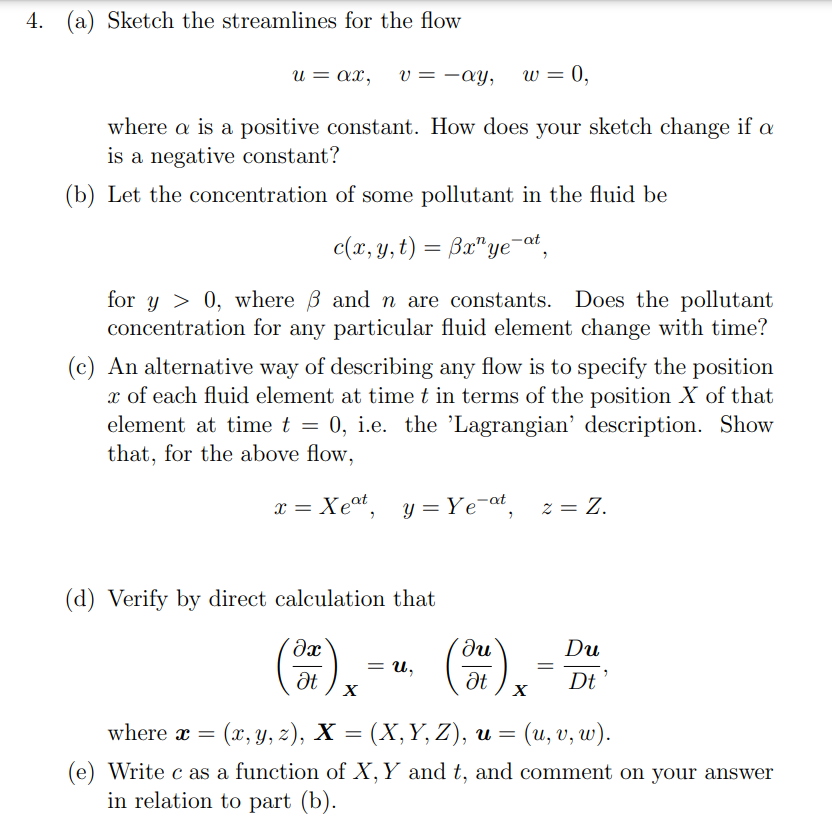Solved 4. (a) Sketch the streamlines for the flow | Chegg.com