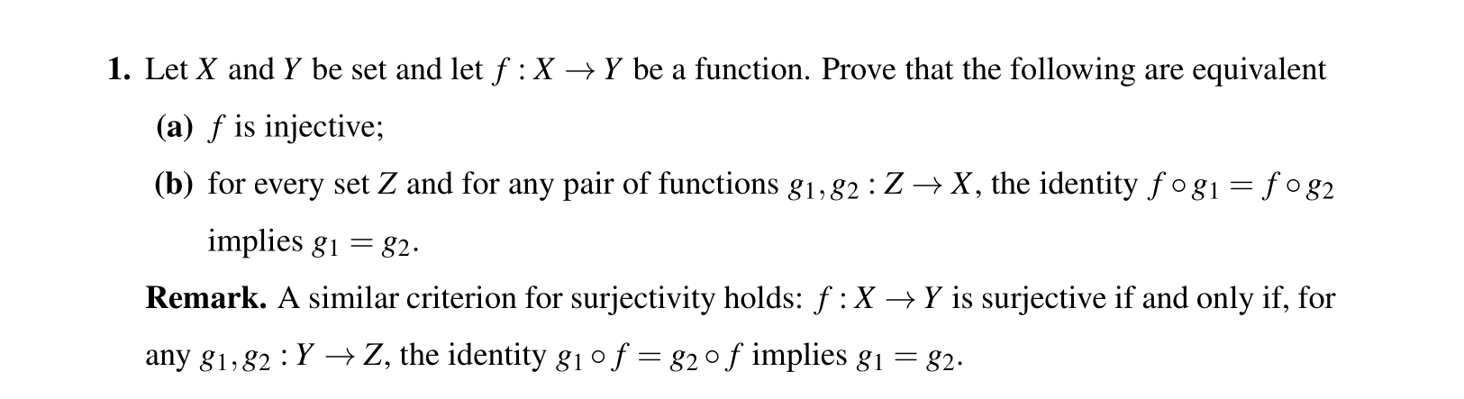 Solved 1. Let X and Y be set and let f :X + Y be a function. | Chegg.com