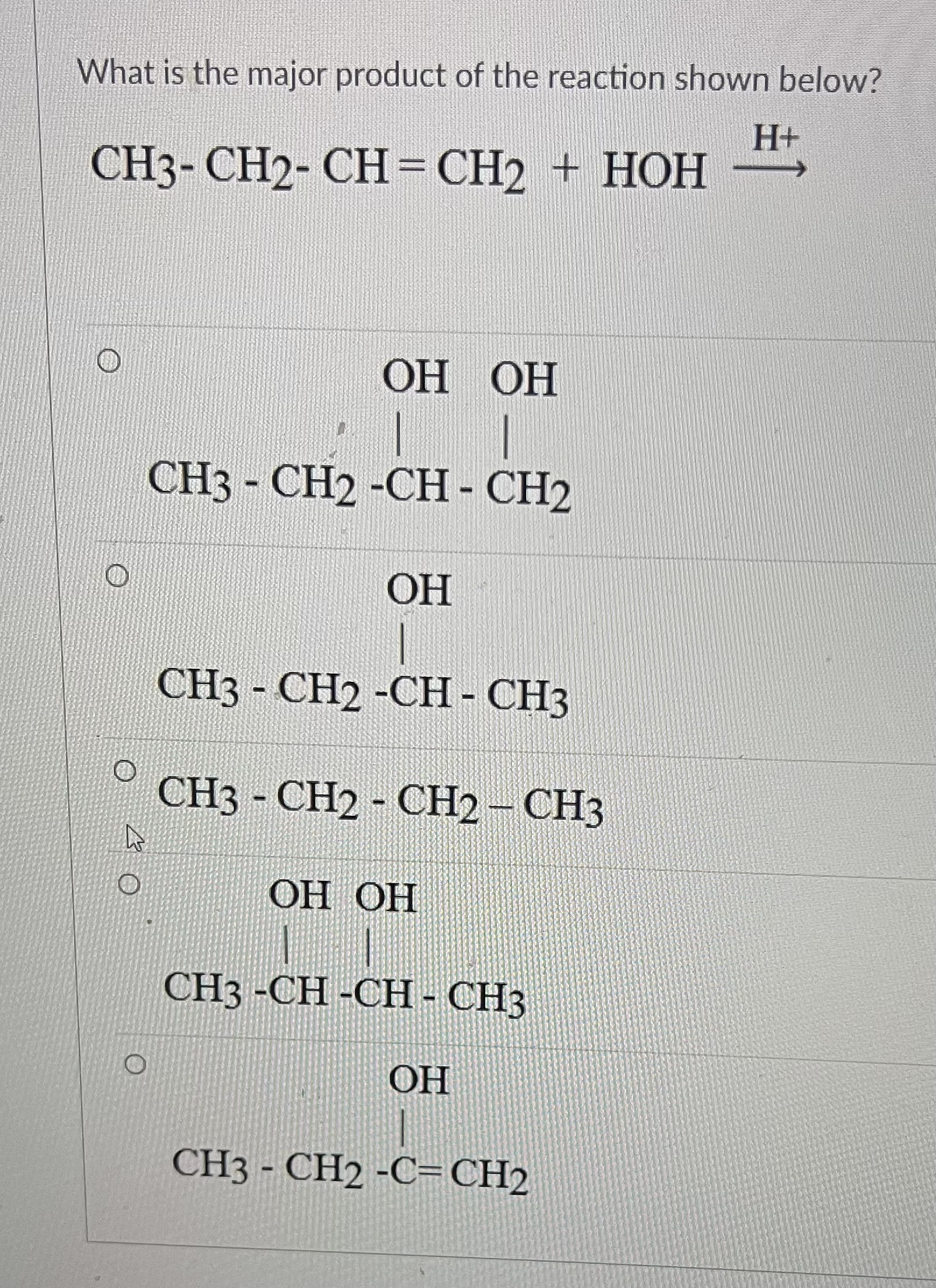 Solved What is the major product of the reaction shown | Chegg.com