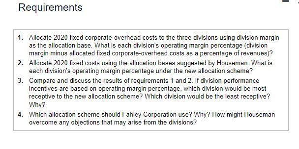Solved Fahley Corporation has three divisions: pulp, paper, | Chegg.com