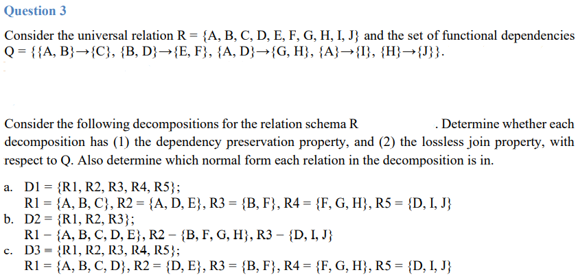 Solved Consider the universal relation | Chegg.com