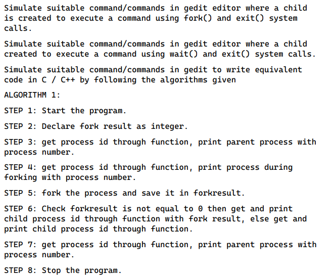 Solved Need Ans to the following in UBUNTU in editable | Chegg.com