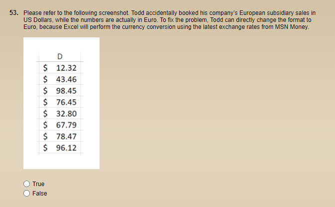 Solved 53. Please refer to the following screenshot. Todd | Chegg.com