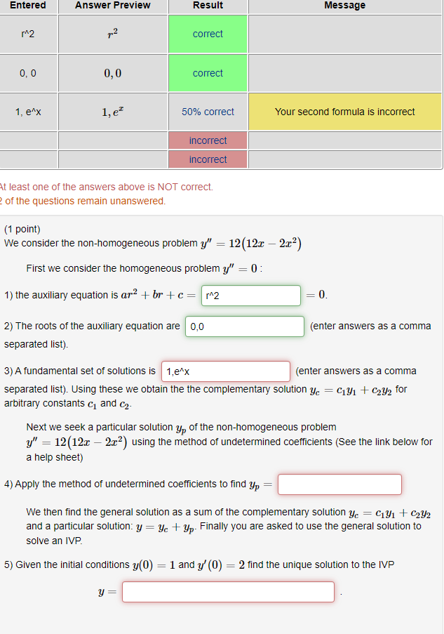 Solved Entered Answer Preview Result Message m2 correct 0,0 | Chegg.com