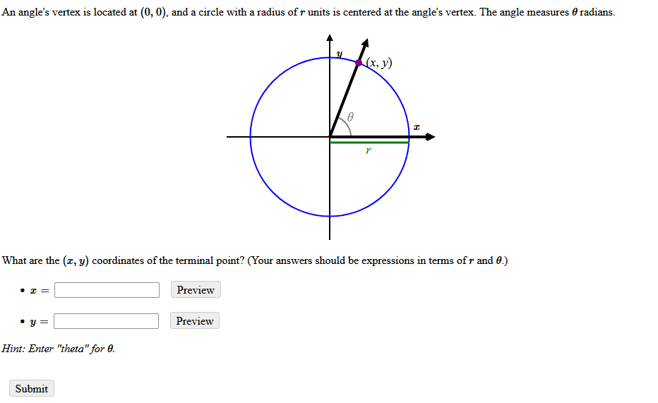 Solved An angle measures 5.4 radians.An angle's vertex is | Chegg.com