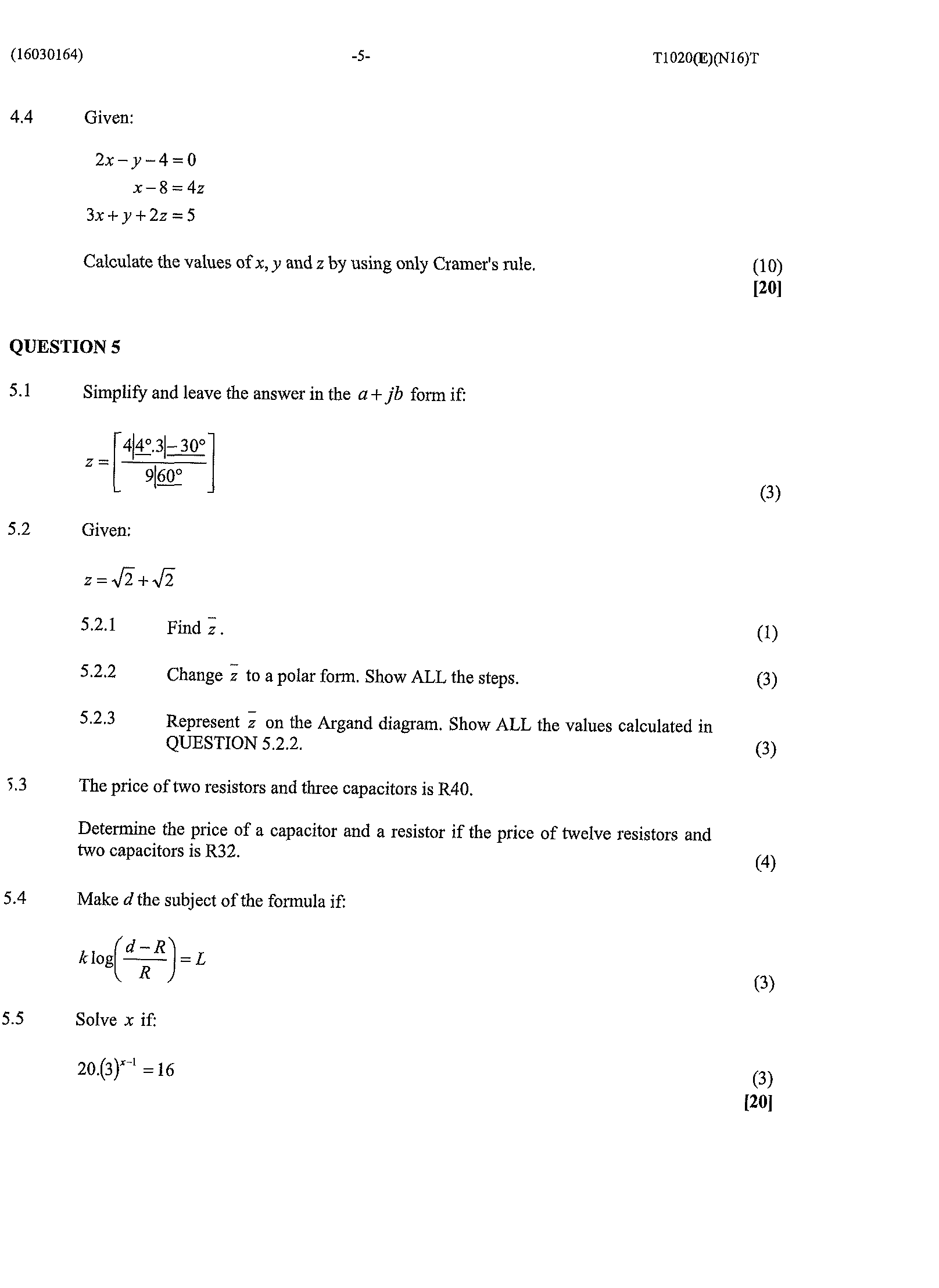 Solved 4.4 Given: 2x−y−4x−83x+y+2z=0=4z=5 Calculate the | Chegg.com