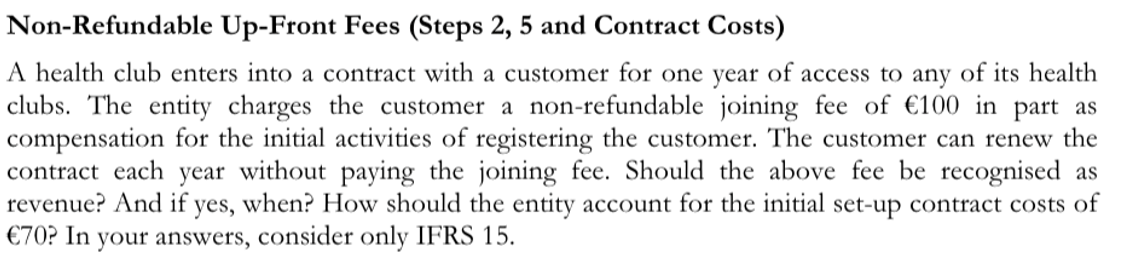 Solved Non-Refundable Up-Front Fees (Steps 2, 5 ﻿and | Chegg.com