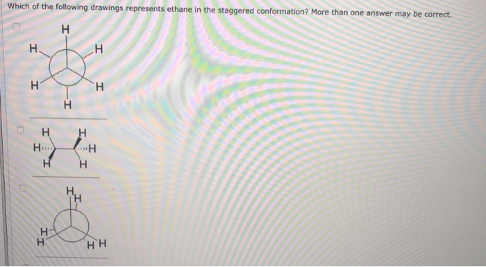 Solved Which of the following drawings represents ethane in | Chegg.com