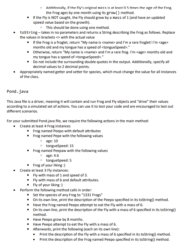 Solved Solution Description Create files the files Fly.java, | Chegg.com