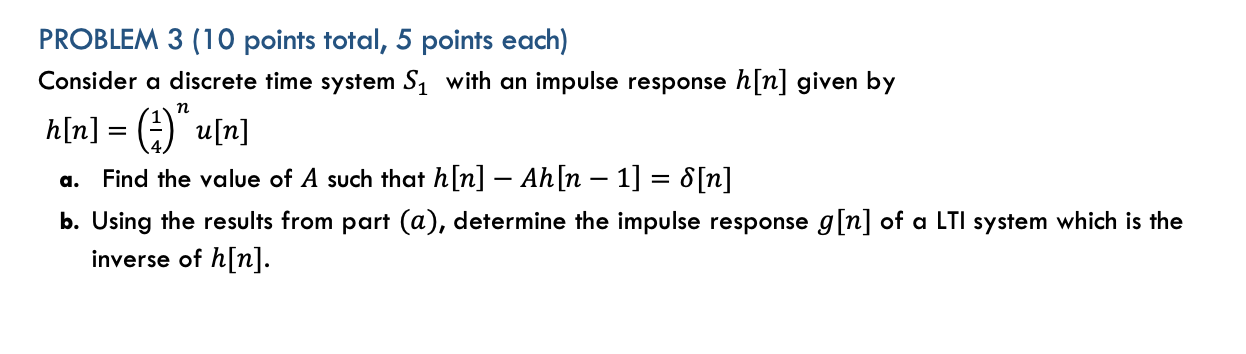 Solved n = PROBLEM 3 (10 points total, 5 points each) | Chegg.com