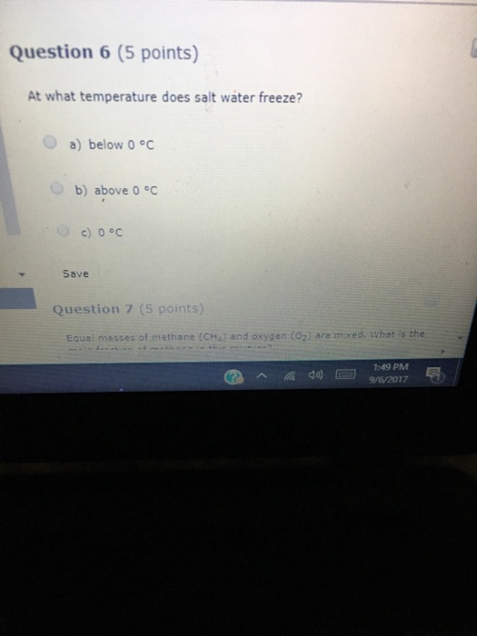 Solved At what temperature does salt water freeze? a) below | Chegg.com