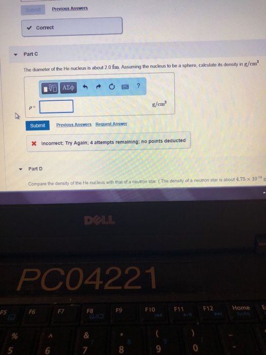 Solved Previous Answers Correct Part C The diameter of the | Chegg.com