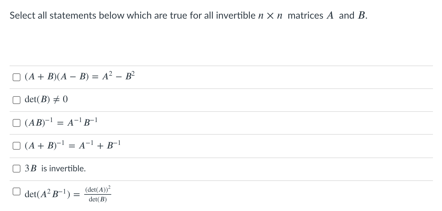 Solved Select all statements below which are true for all | Chegg.com