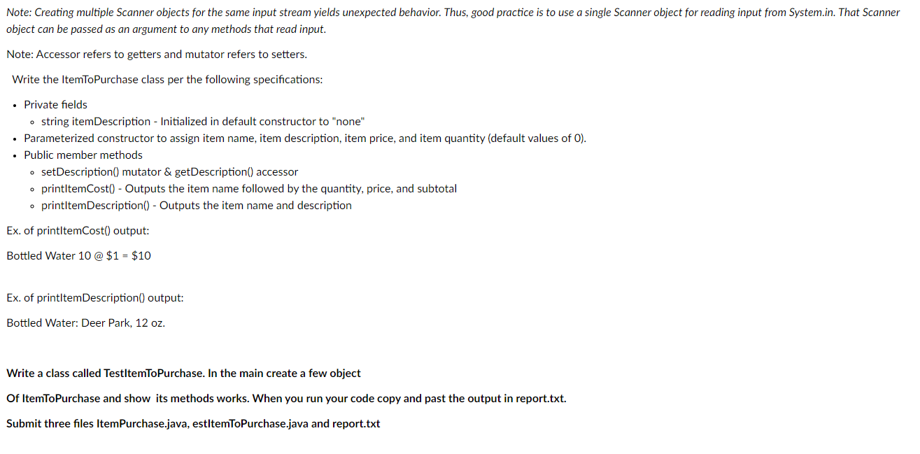 Solved Note: Creating multiple Scanner objects for the same | Chegg.com