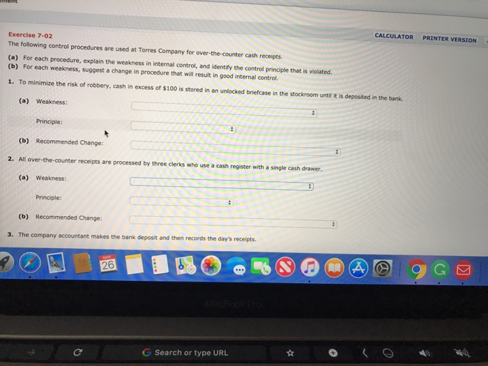 Solved CALCULATOR PRINTER VERSION Exercise 7-02 The | Chegg.com