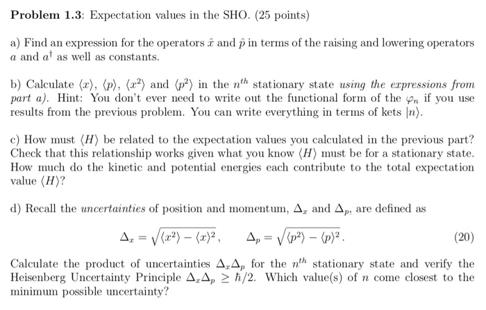 Solved Problem 13 Expectation Values In The Sho 25 1229