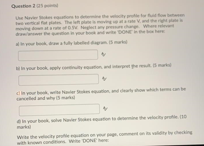 Solved Question 2 (25 points) Use Navier Stokes equations to | Chegg.com