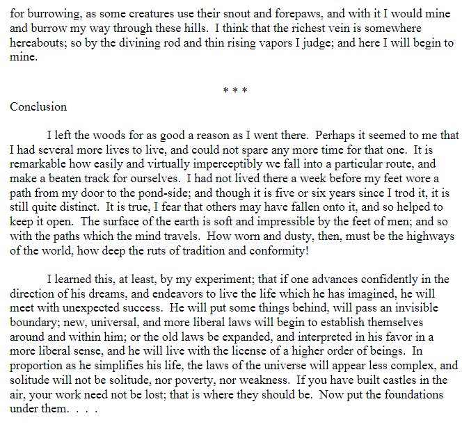 Read the following excerpt from Thoreau's Walden. | Chegg.com