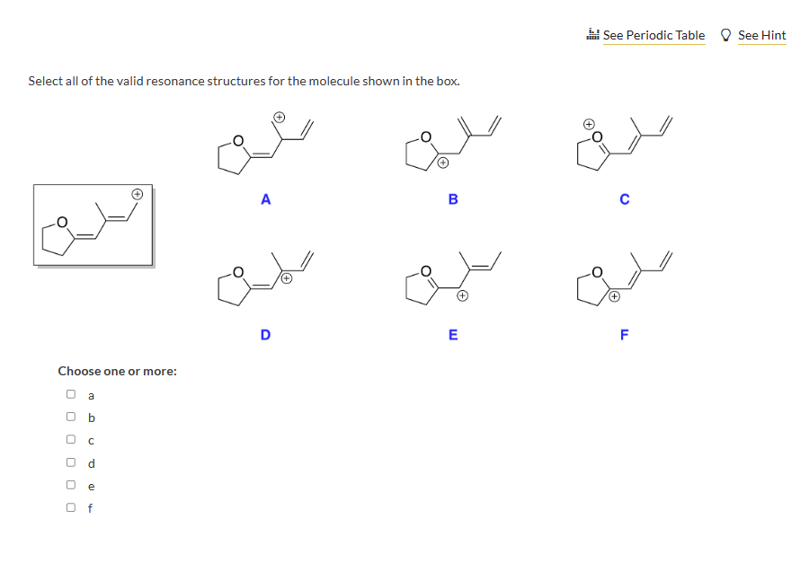 Solved Select all of the valid resonance structures for the | Chegg.com