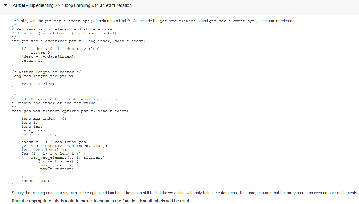 Solved Part B Implementing 2 X 1 Loop Unrolling With An 1581