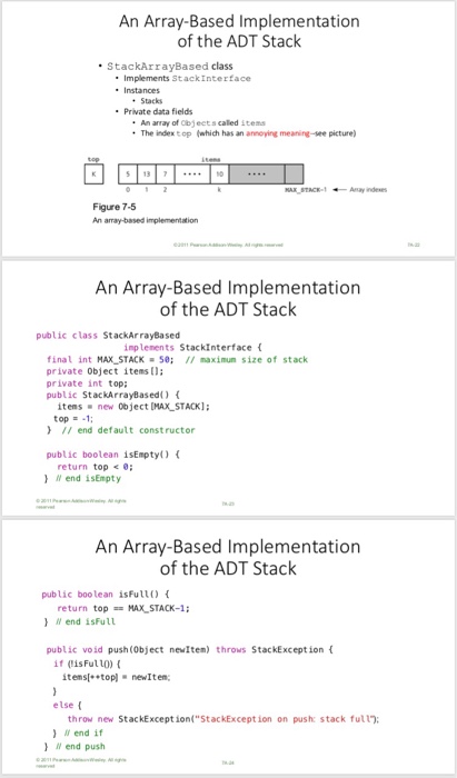 Solved 1.Array-based implementation of a Stack 2.not | Chegg.com