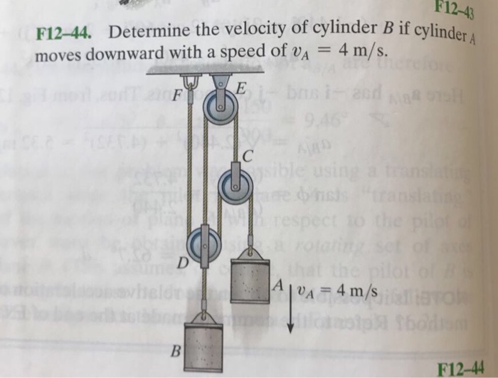 Solved Determine the velocity of cylinder B if cylinder A | Chegg.com