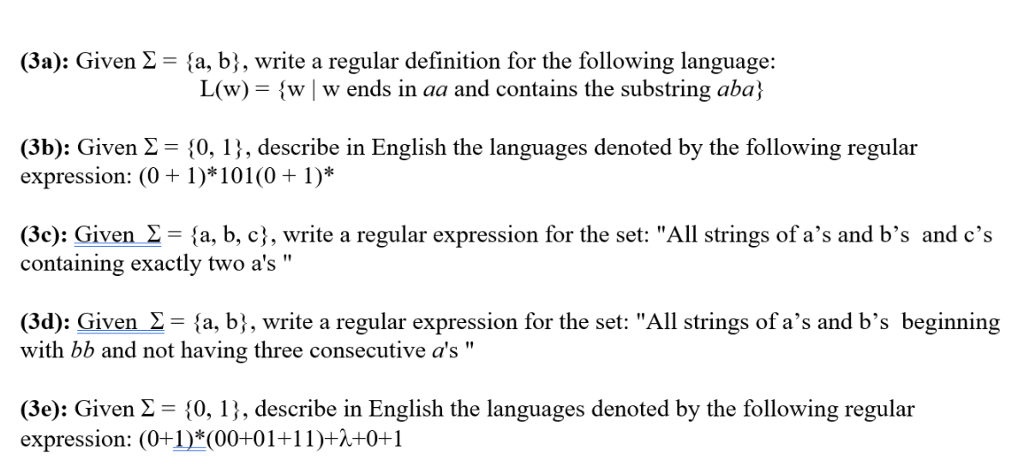 Solved (3a): Given 2-fa, b), write a regular definition for | Chegg.com
