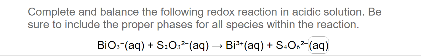 Solved Complete and balance the following redox reaction in | Chegg.com