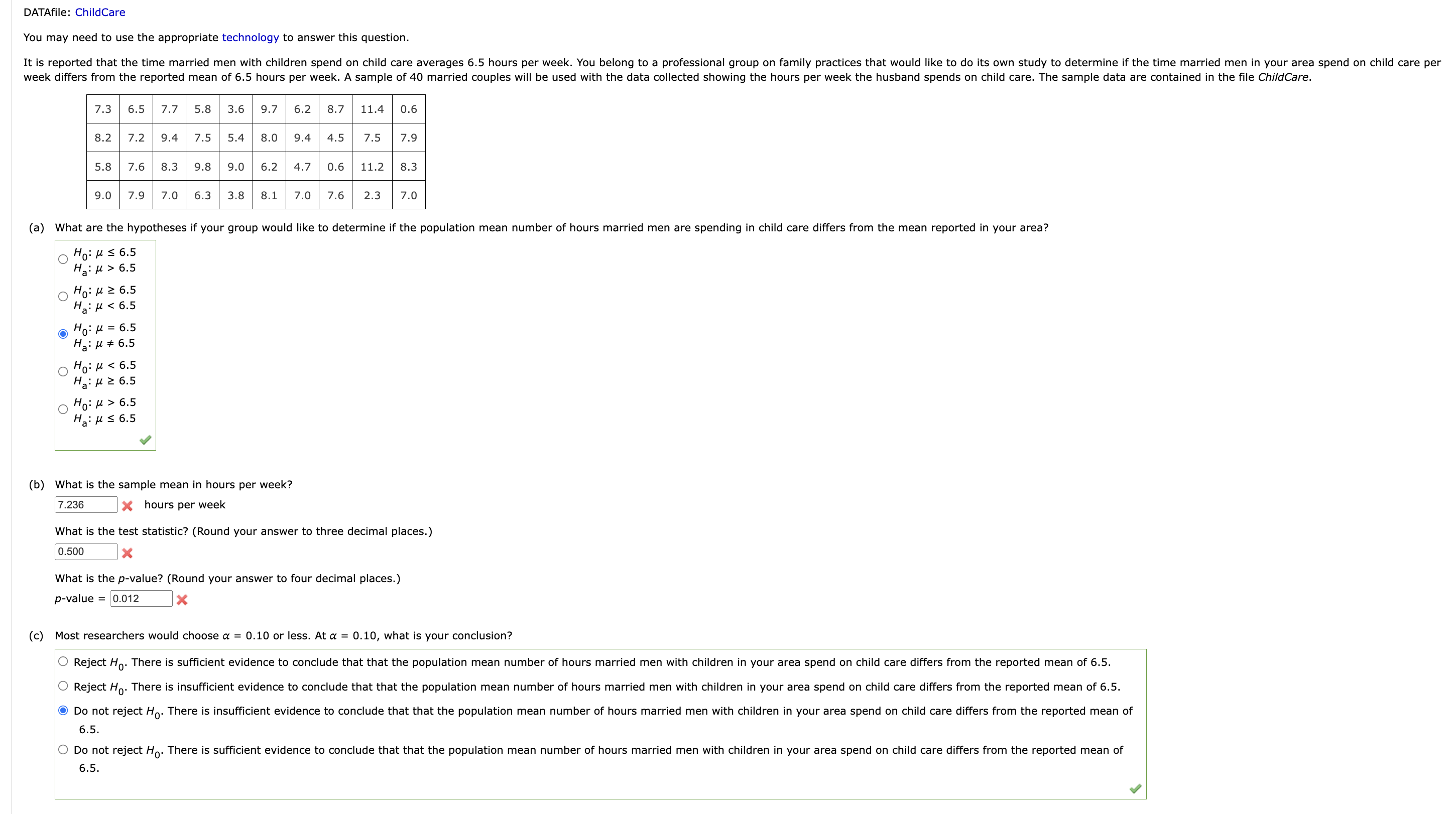 Solved DATAfile: ChildCareYou may need to use the | Chegg.com