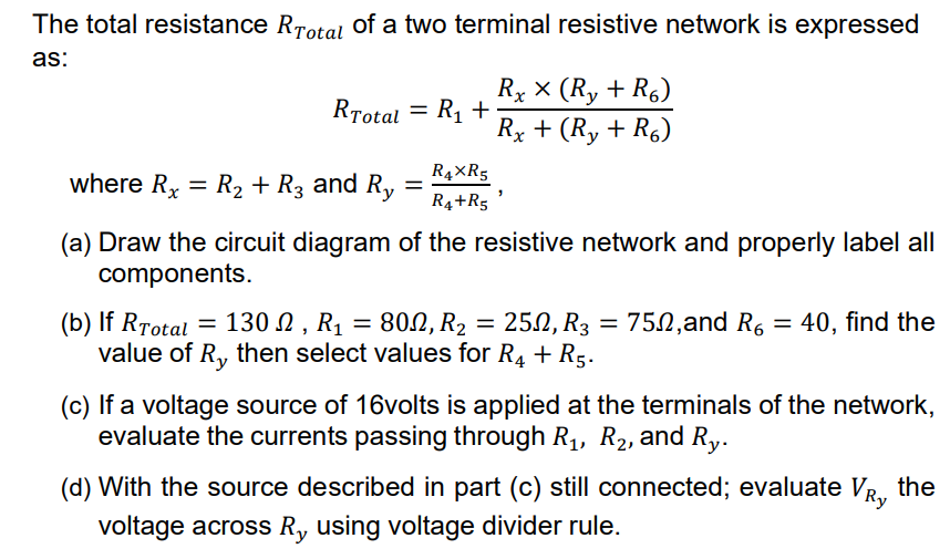 Solved = The total resistance Rtotal of a two terminal | Chegg.com