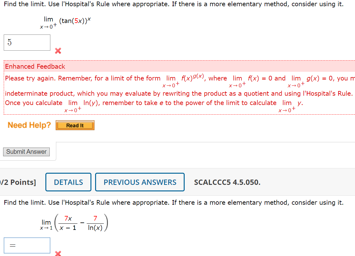 Solved Find the limit. ﻿Use l'Hospital's Rule where | Chegg.com