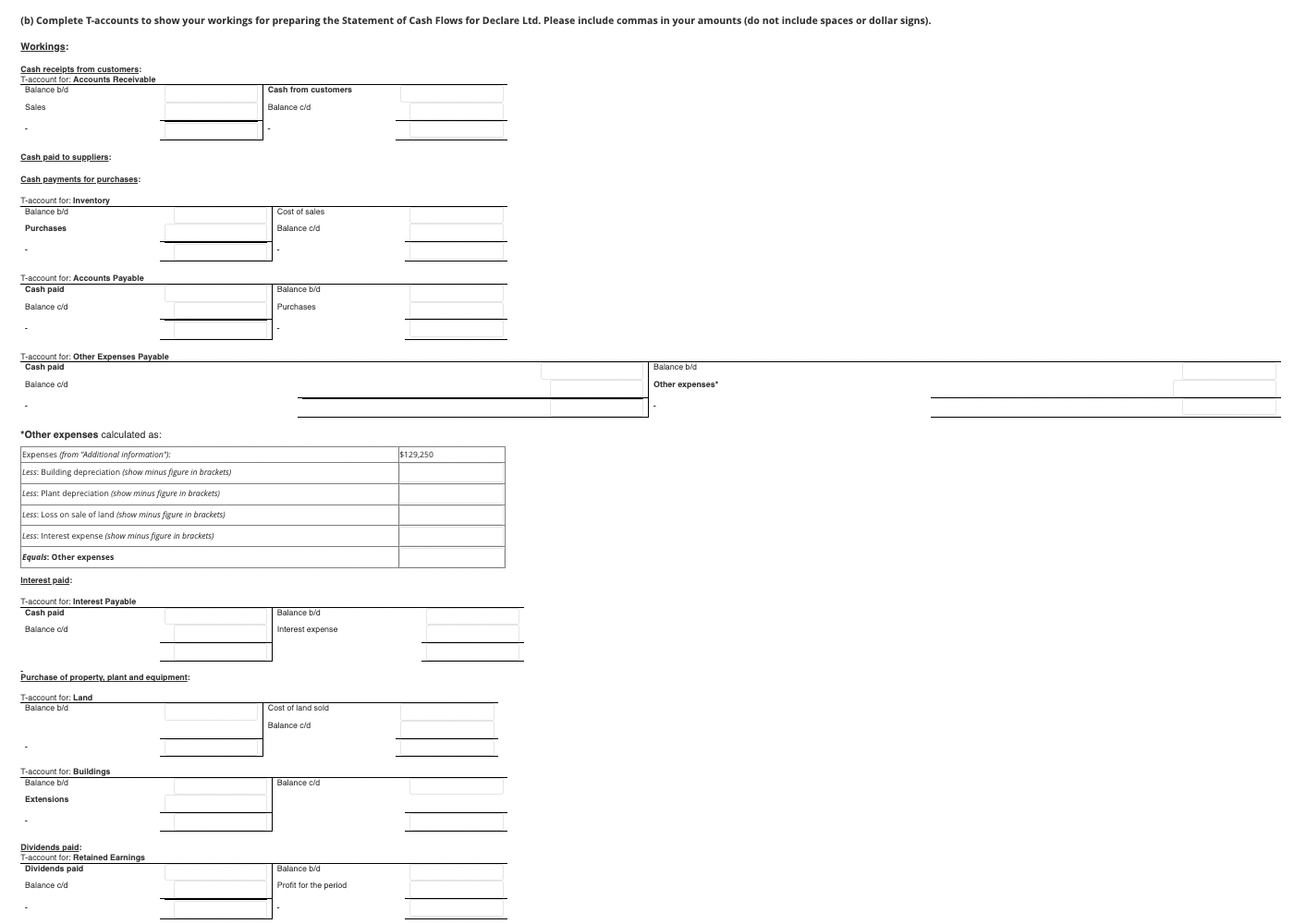 Solved QUESTION 1 Statement of cash flows Comparative | Chegg.com