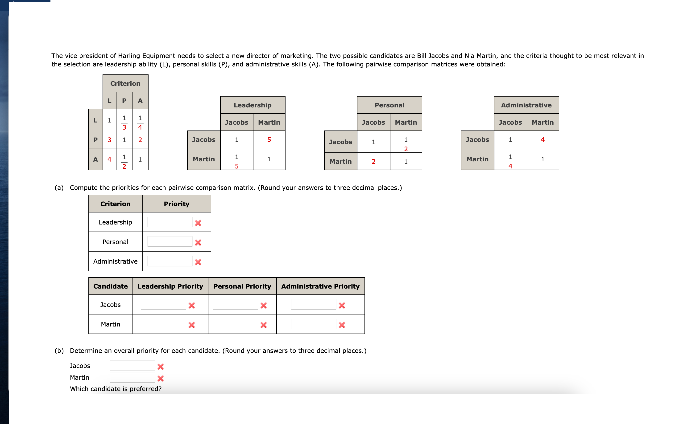 Solved The vice president of Harling Equipment needs to | Chegg.com