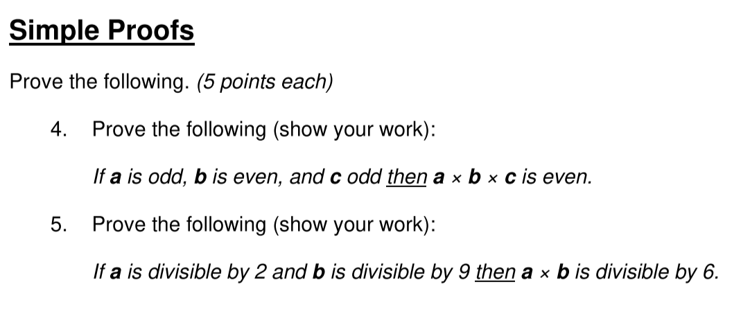 Solved Simple Proofs Prove the following. (5 points each) 4. | Chegg.com