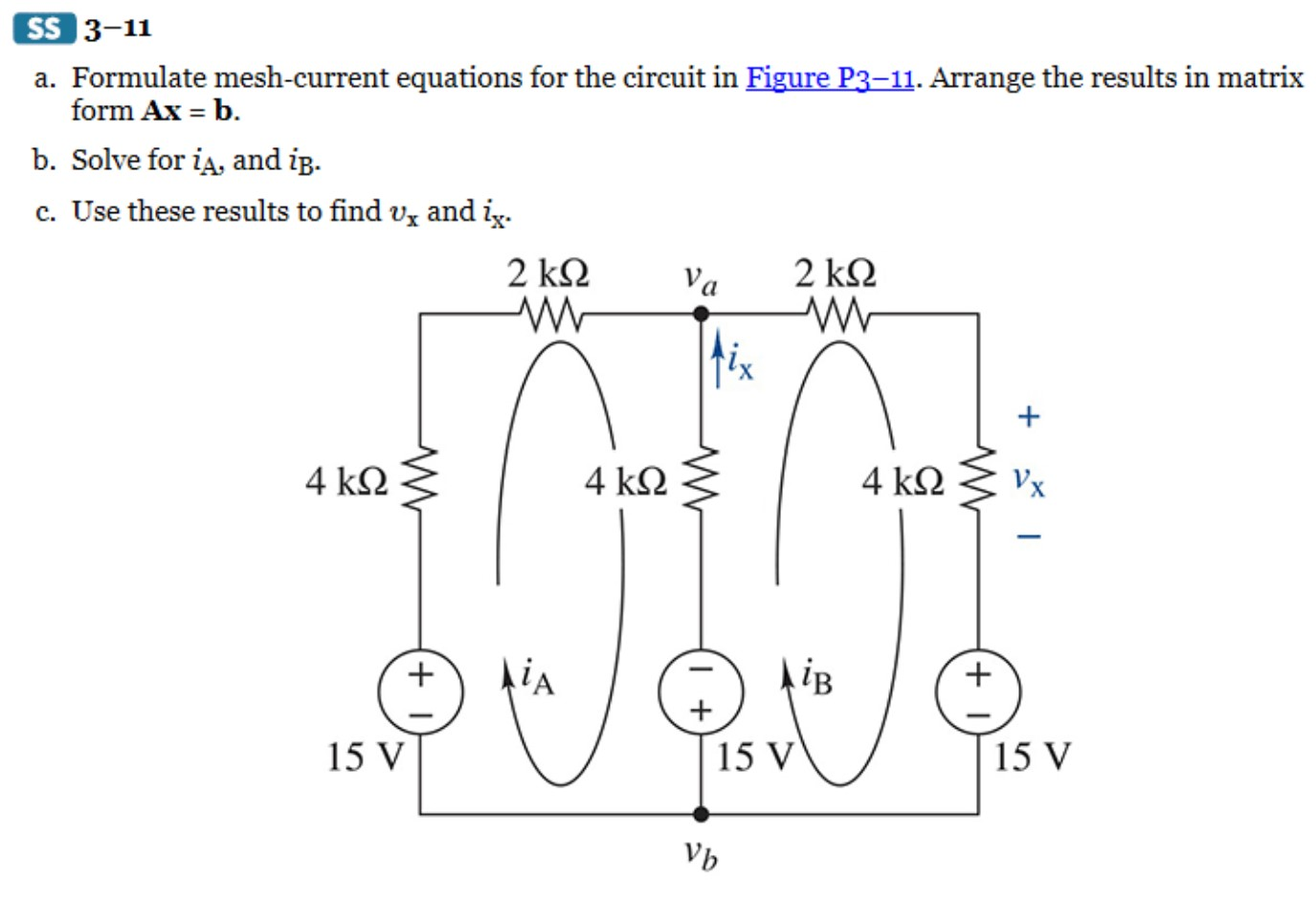 Solved SS 3-11 a. Formulate mesh-current equations for the | Chegg.com