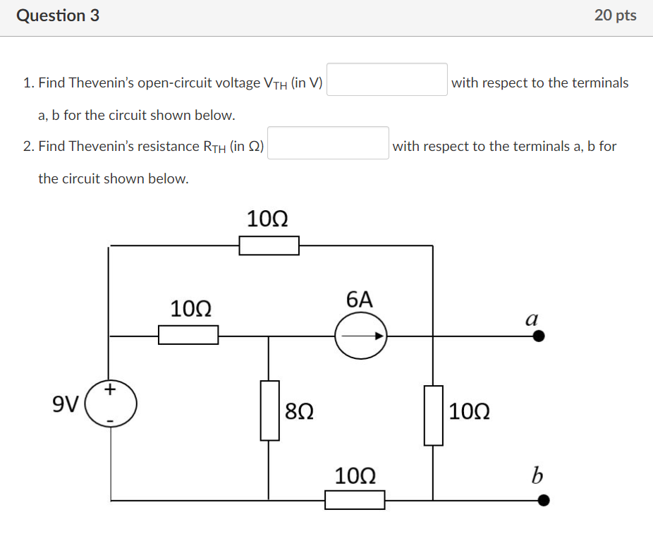 Solved 1. Find Thevenin's open-circuit voltage VTH (in V ) | Chegg.com