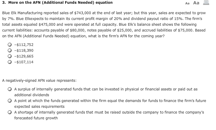 Solved 3. More on the AFN (Additional Funds Needed) equation | Chegg.com