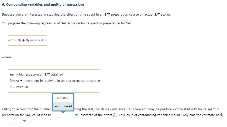 Solved 6. Confounding variables and multiple regressions | Chegg.com