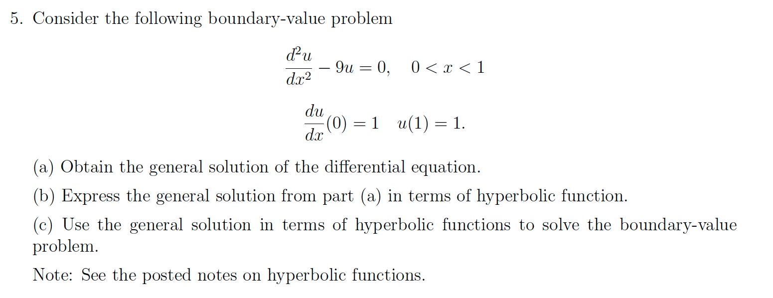 Solved 5. Consider the following boundary-value problem | Chegg.com