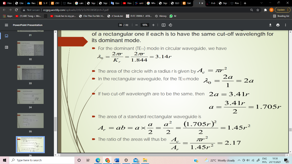 Solved If cutoff frequency for the rectangular in dominant | Chegg.com