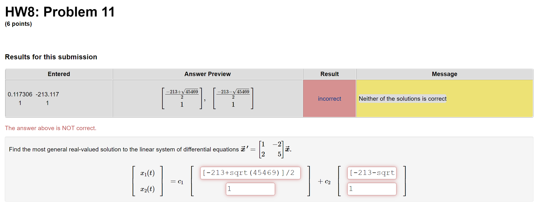Solved HW8: Problem 11 (6 points) Results for this | Chegg.com