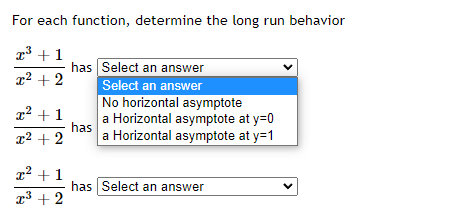 Solved For each function, determine the long run behavior 23 | Chegg.com